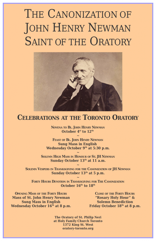 Celebrations for the Canonization of John Henry Newman - The Toronto ...